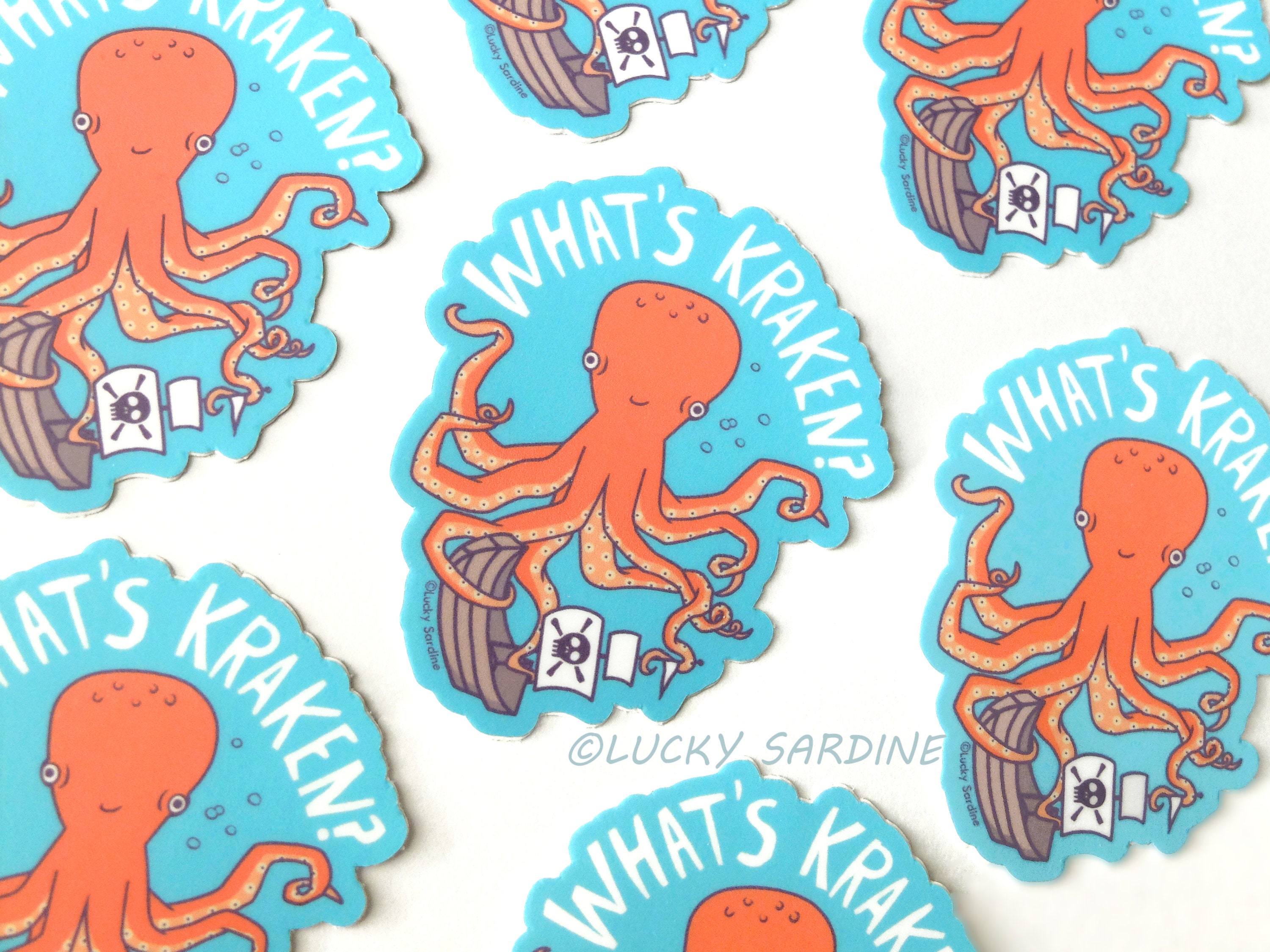 Kraken Vinyl Sticker Octopus Sticker Whats Kraken Funny - Etsy