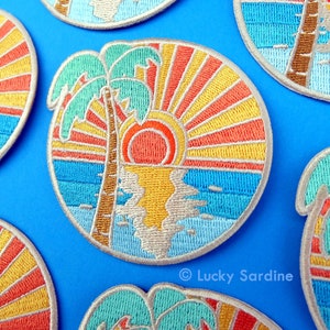 Ocean Patch, Embroidered Ocean Patch, Iron on Patch, Sunset Patch ...