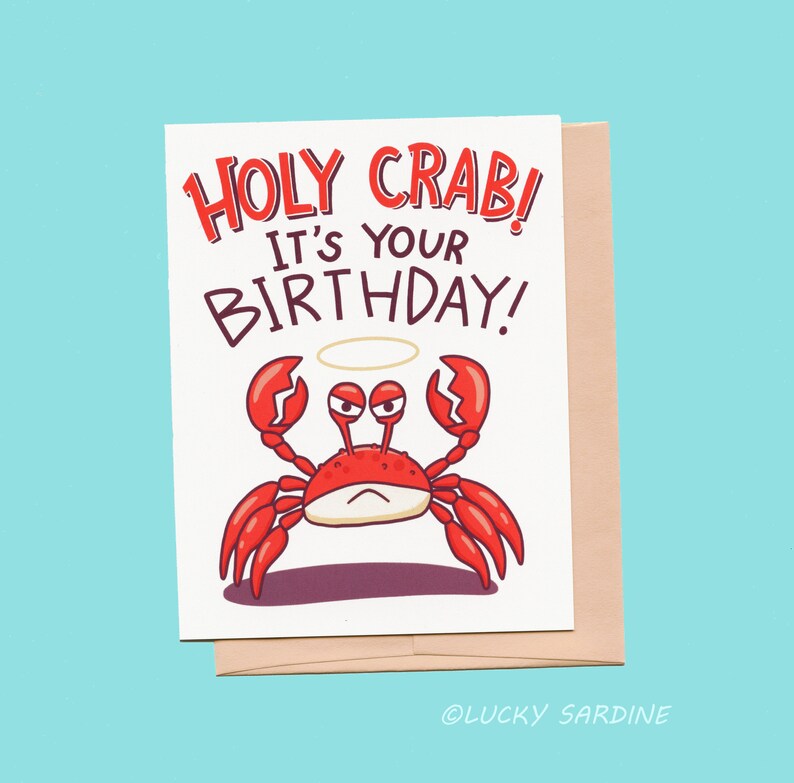 Crab Birthday Card Crabby Birthday Card Funny Crab Card | Etsy