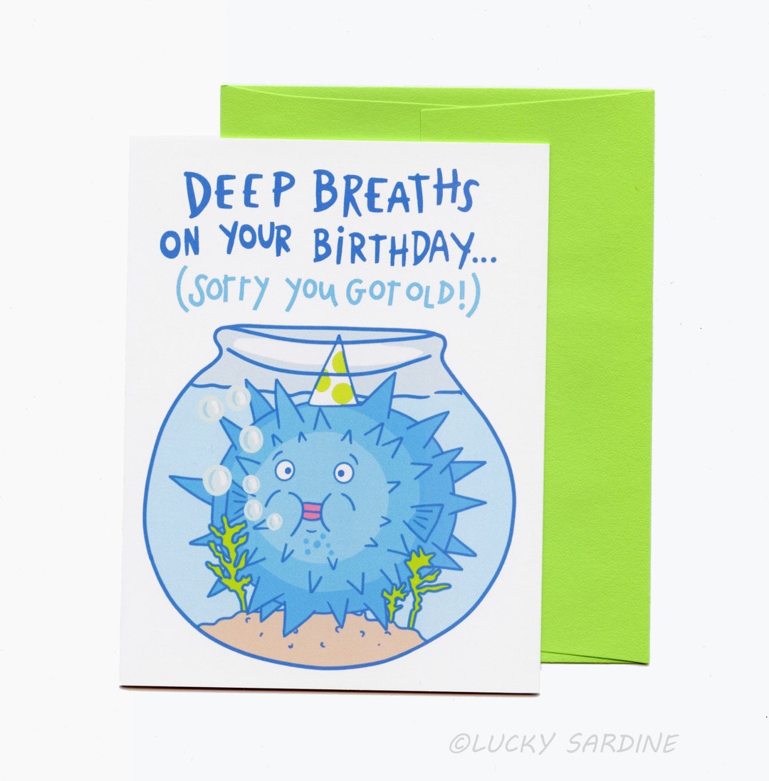 Puffer Fish Birthday Card, Fish Birthday Card, Funny Fish Card, Fish ...
