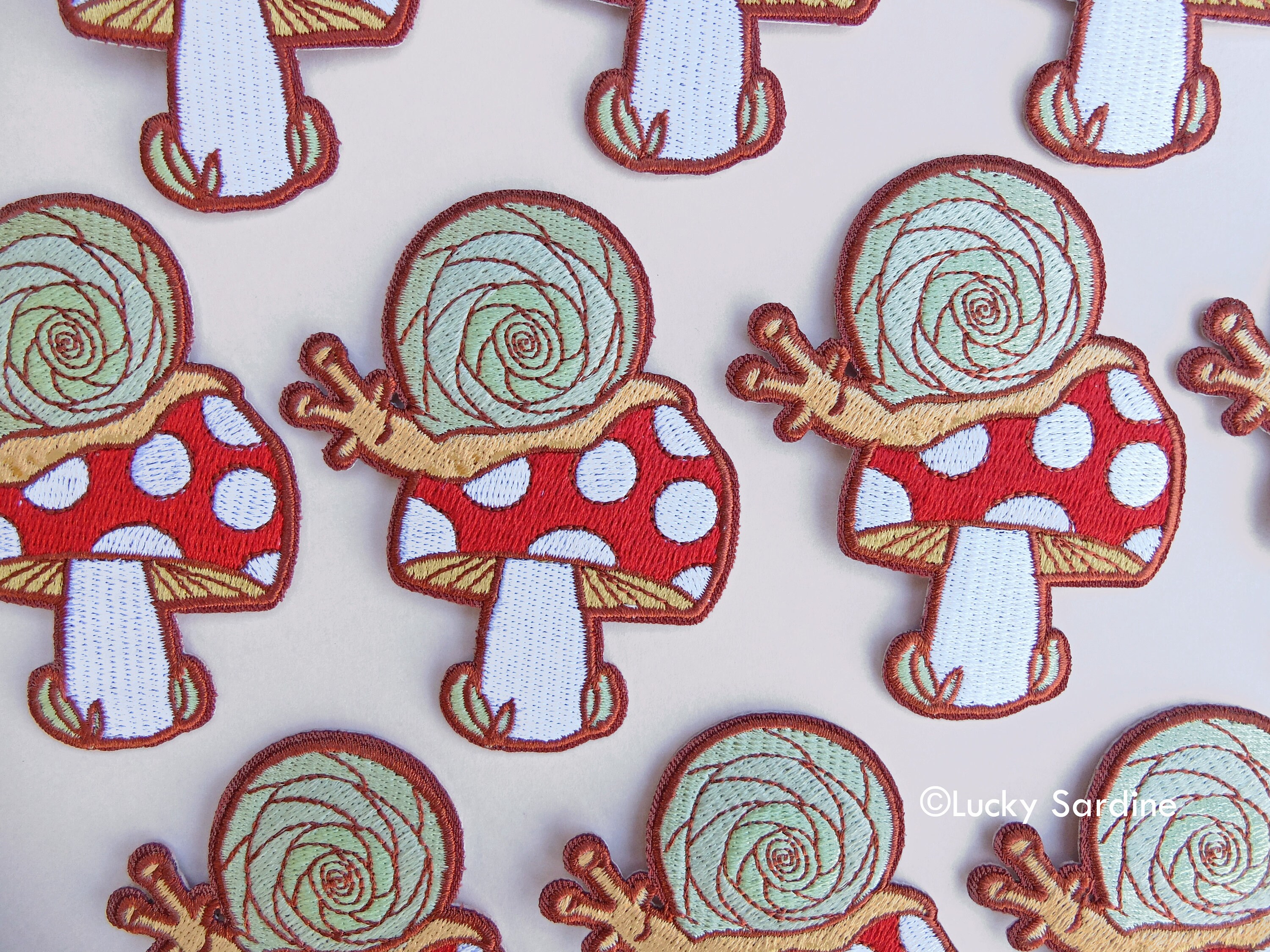 Snail Toadstool Patch, Snail Mushroom Embroidered Patch, Mushroom Patch, Snail Patch - Etsy