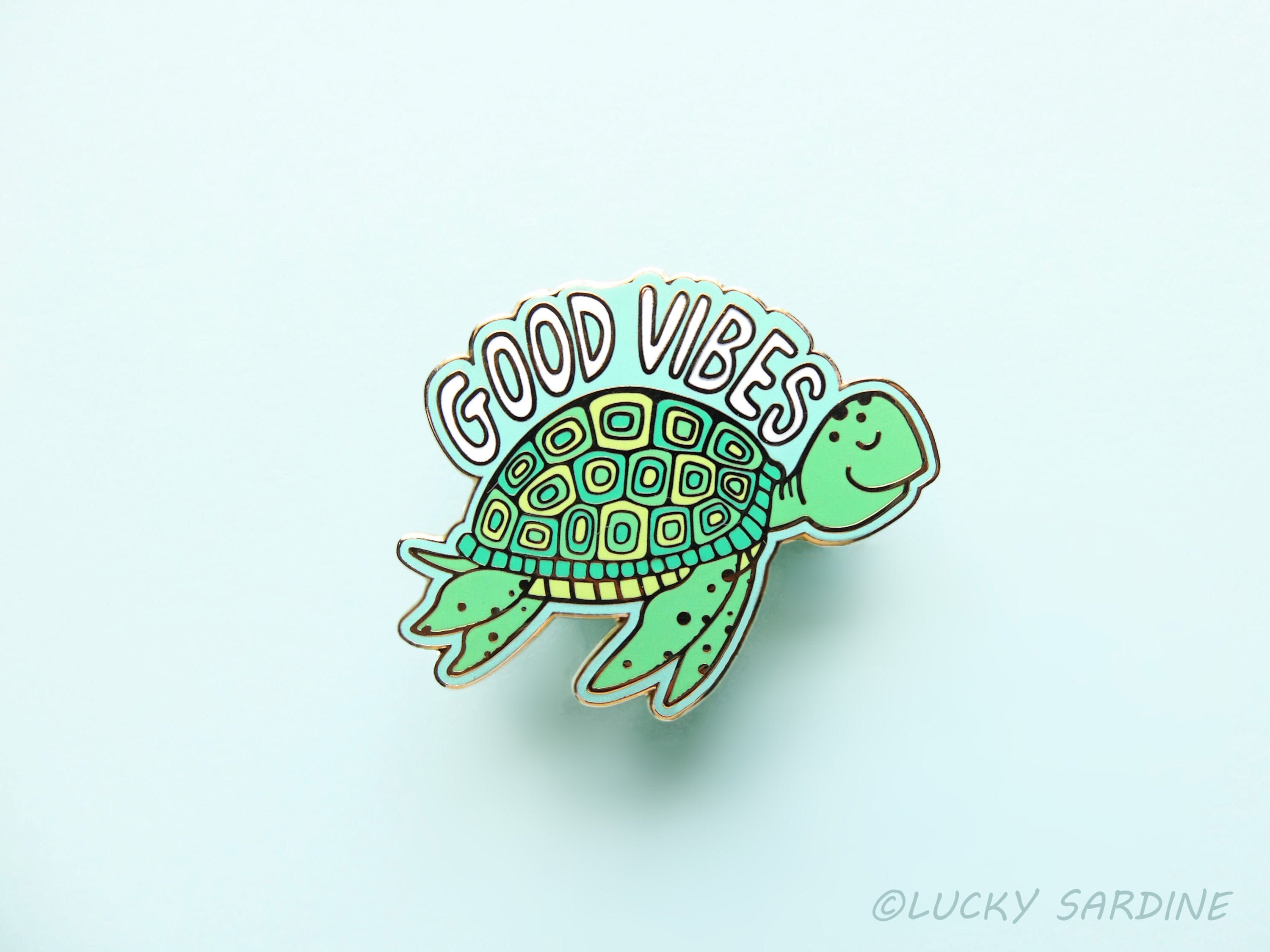 Sea Turtle Enamel Pin, Good Vibes, Good Vibes Pin, Turtle Enamel Pin ...