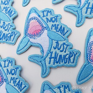Shark Patch, Embroidered Shark Patch, Iron on Patch, Jaws Patch, I'm Not Mean Just Hungry - Etsy