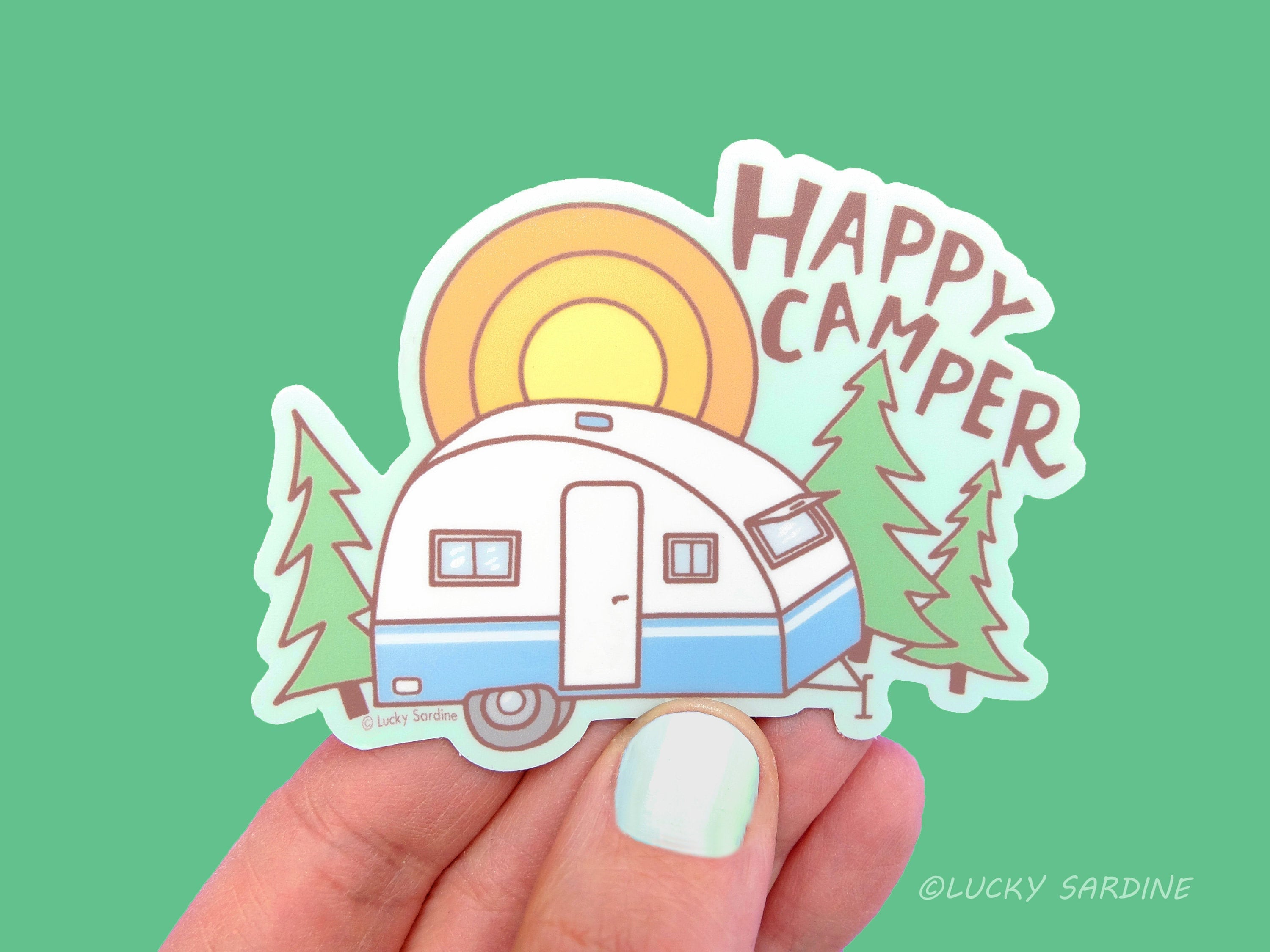 Happy Camper Vinyl Sticker, Camping Sticker, Happy Camper, Trailer ...