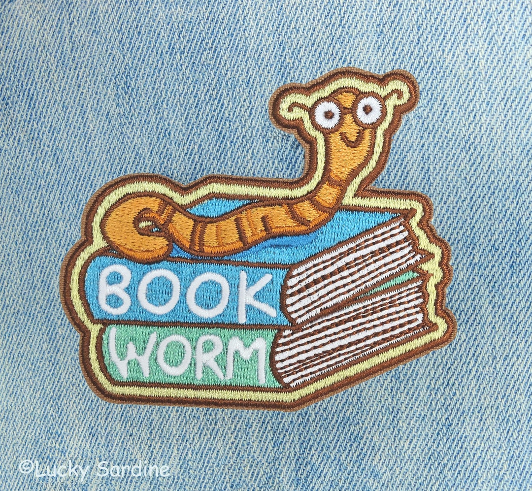 Bookworm Embroidered Patch, Book Worm Patch - Etsy