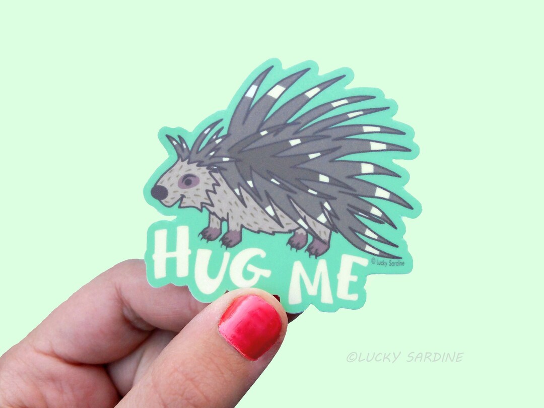 Porcupine Vinyl Sticker, Funny Sticker, Weatherproof, Hug Me Sticker ...
