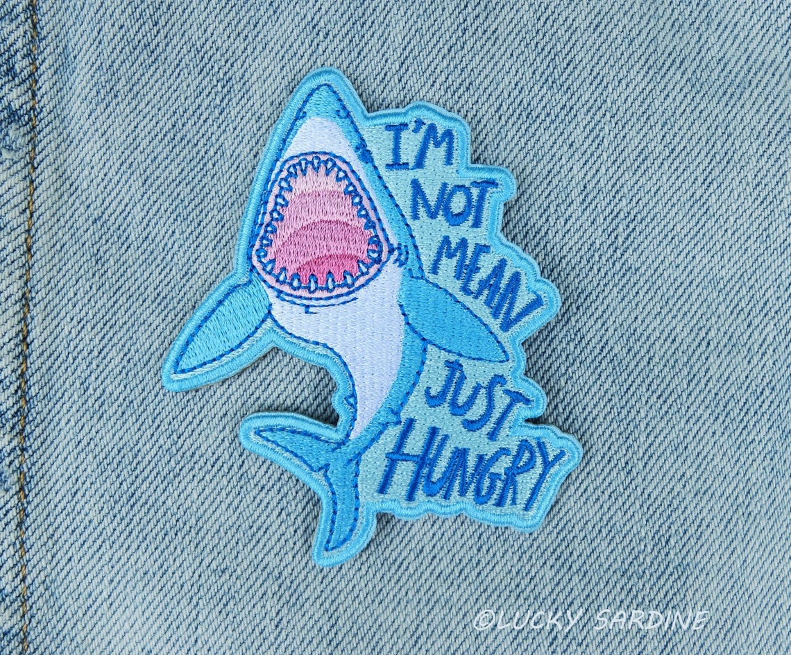 Shark Patch Embroidered Shark Patch Iron On Patch Jaws | Etsy