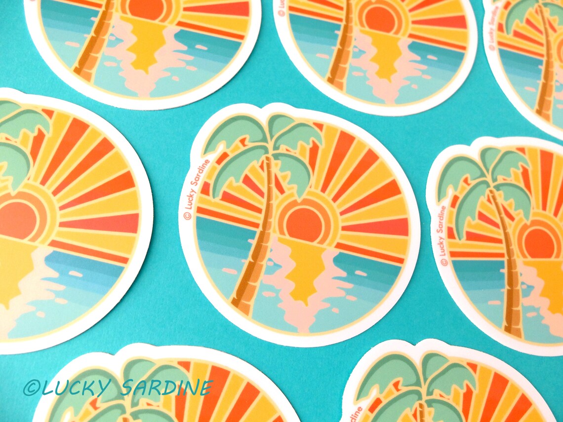 Ocean Vinyl Sticker, Ocean Sunset Sticker, California Sticker, Positive ...