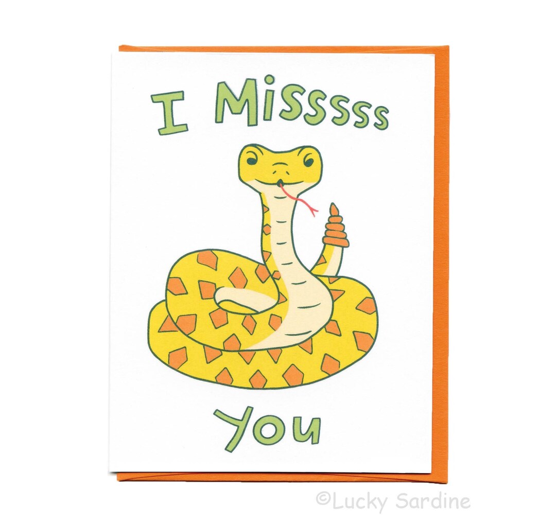 Snake I Miss You, Funny Rattlesnake Friendship Card - Etsy