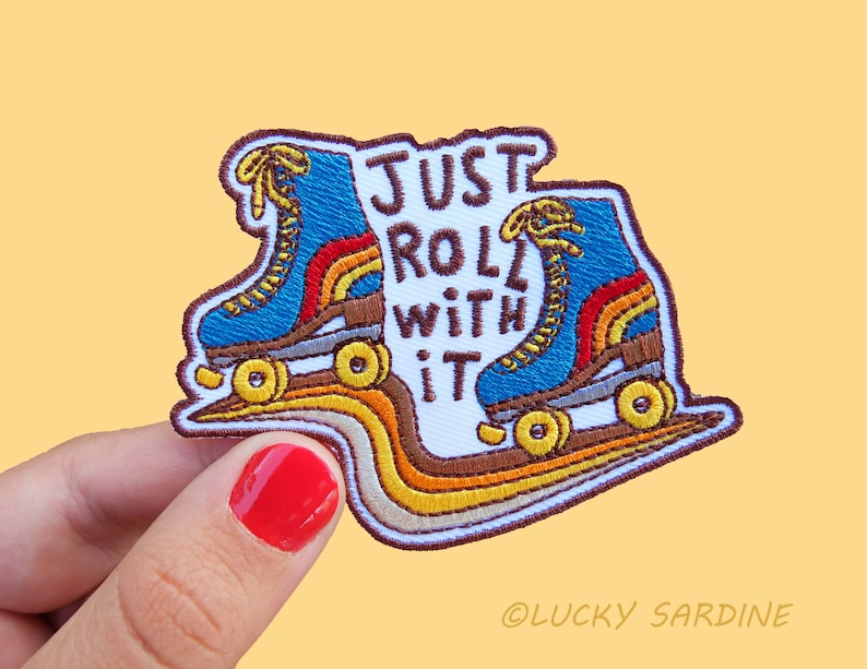 Roller Skate Patch Skating Embroidered Patch Just Roll With - Etsy