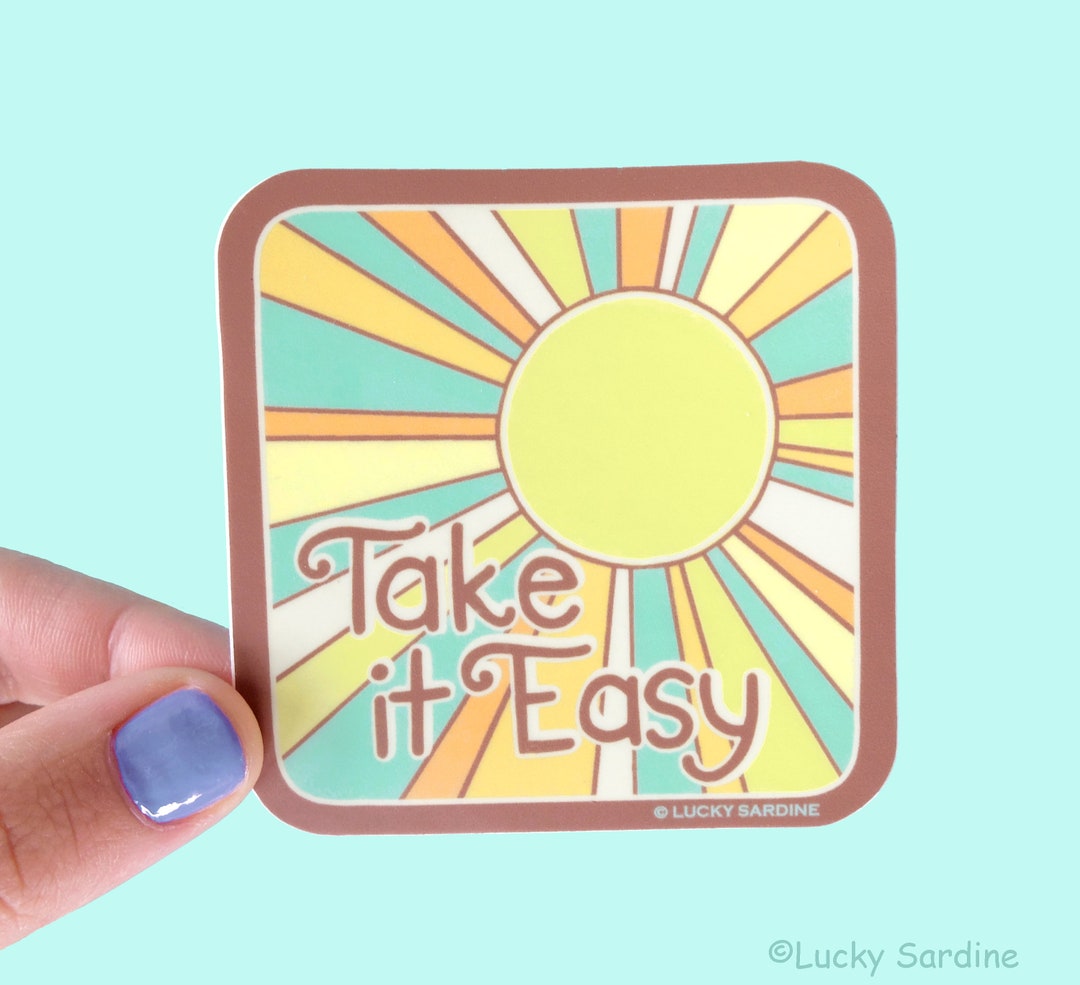 Take It Easy Vinyl Sticker, Sunshine Sticker, Rainbow, Happiness ...