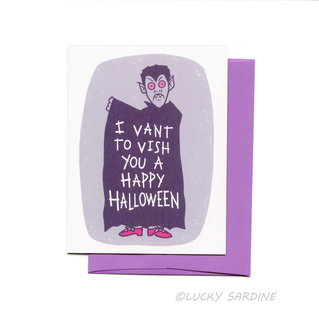 Halloween Vampire Card, Halloween Monster Card, Vampire Card, Halloween ...