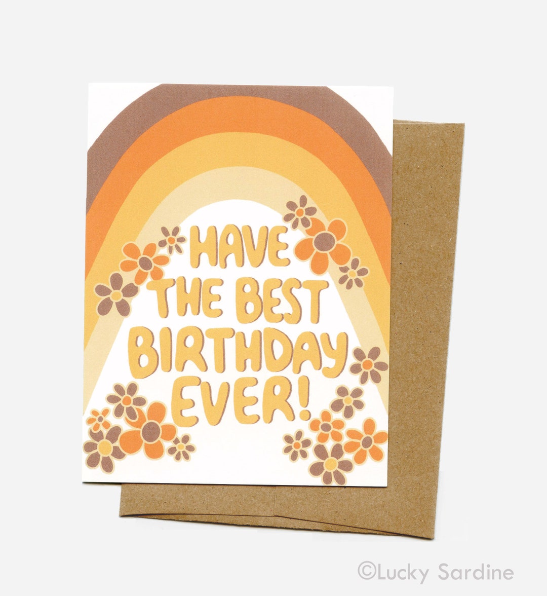 Retro Rainbow Birthday Card Flower Card Rainbow Birthday - Etsy