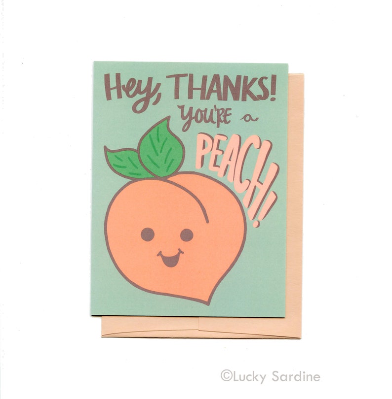 Peach Thank You Card Thank You Card Peach Card Friendship - Etsy