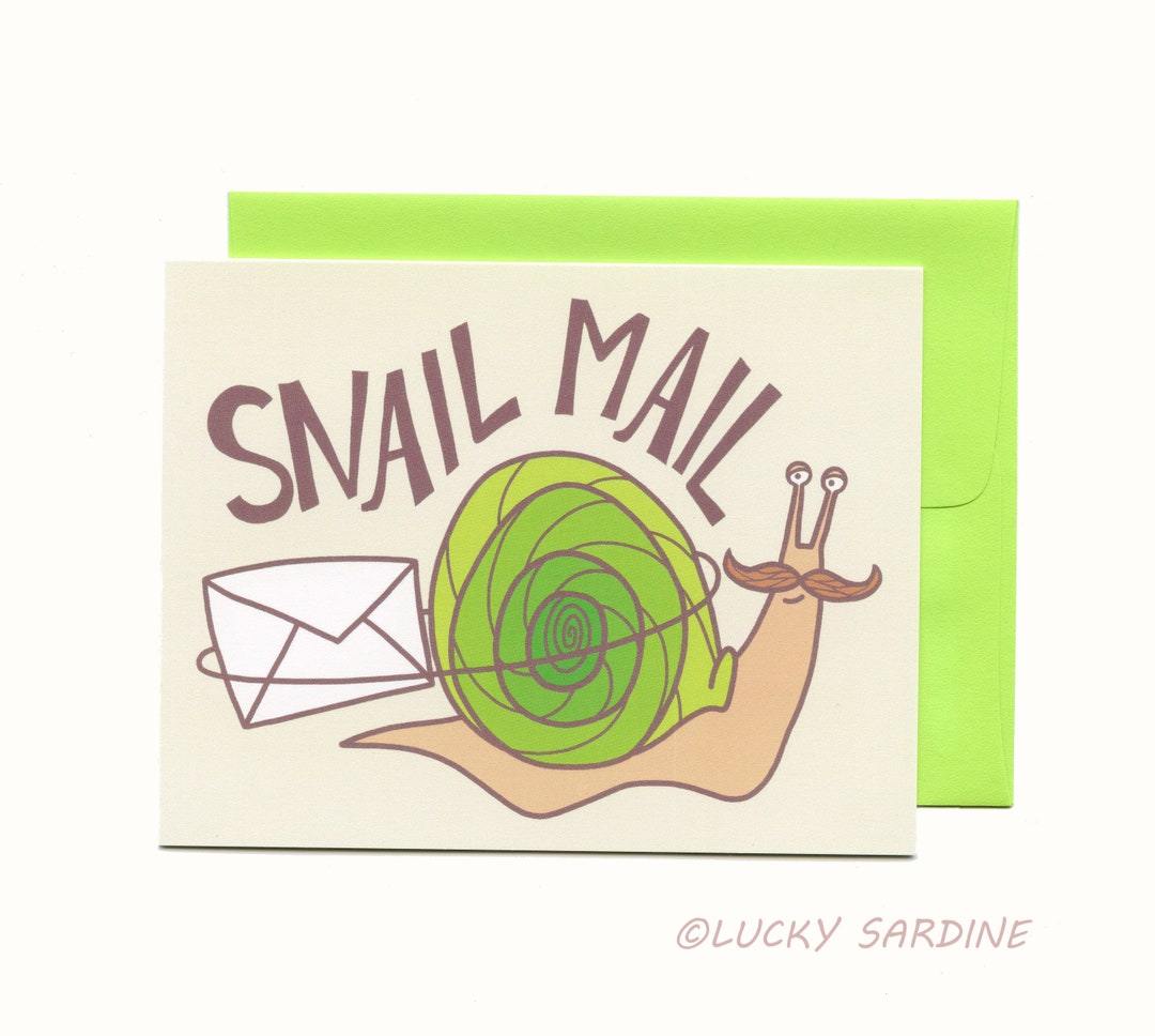 Snail Mail Card, Thinking of You Card, Friendship Card, Mustache Snail ...
