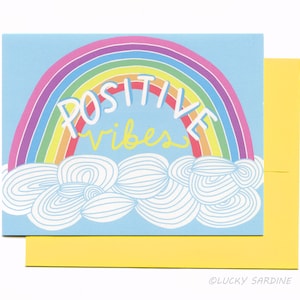 Positive Vibes Card, Rainbow Card, Friendship Card, BFF Card, Best ...