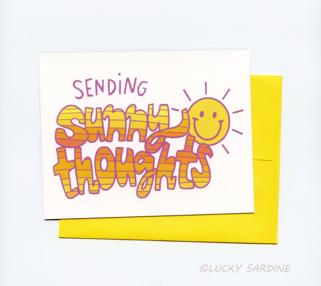 Sending Sunny Thoughts Card, Sunshine Card, Good Vibes Card, Friendship ...