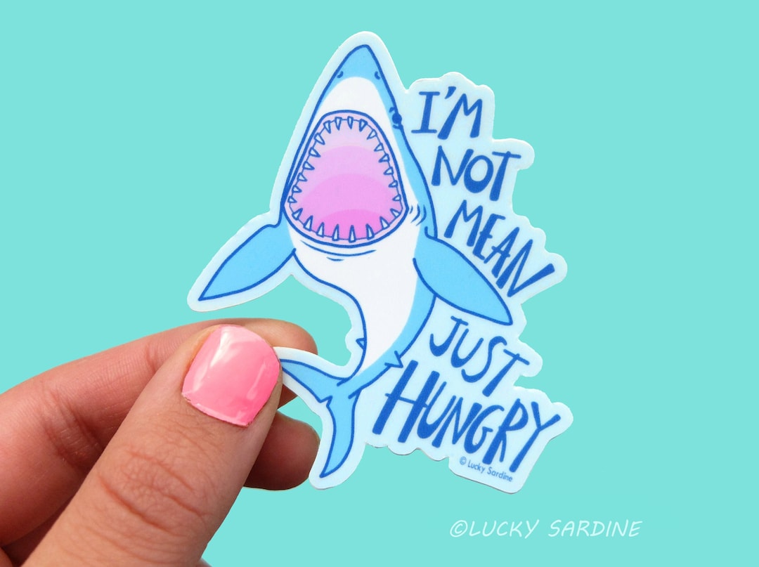 Shark Vinyl Sticker, Great White Shark Sticker, Vinyl Decal, Hungry ...