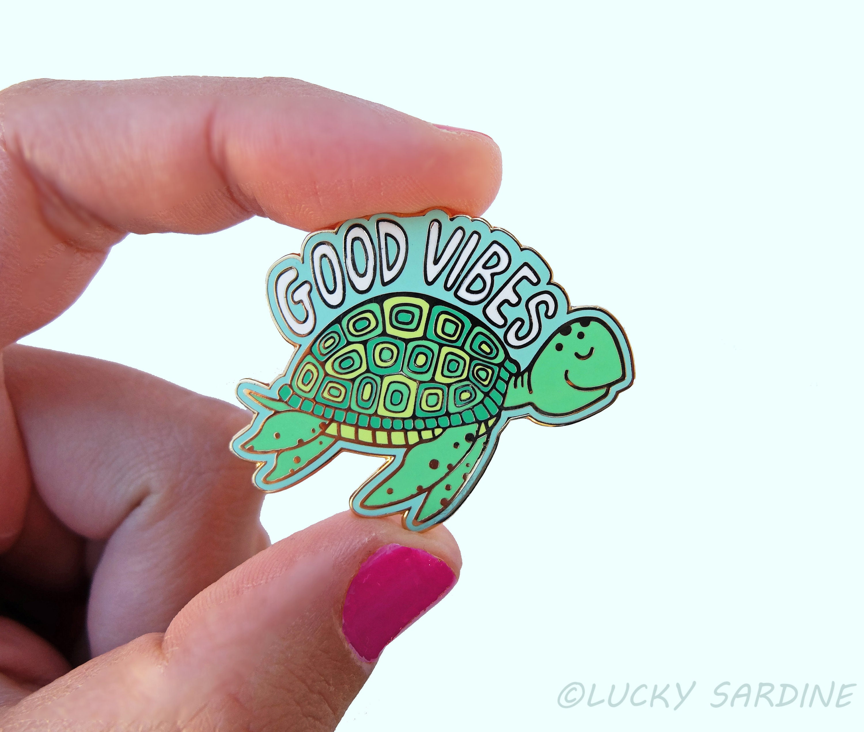 Sea Turtle Enamel Pin, Good Vibes, Good Vibes Pin, Turtle Enamel Pin ...