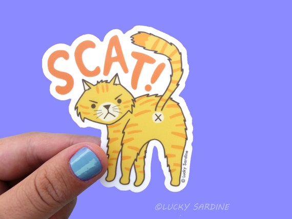 Funny Cat Vinyl Sticker Cat Sticker Scat Sticker Scram - Etsy