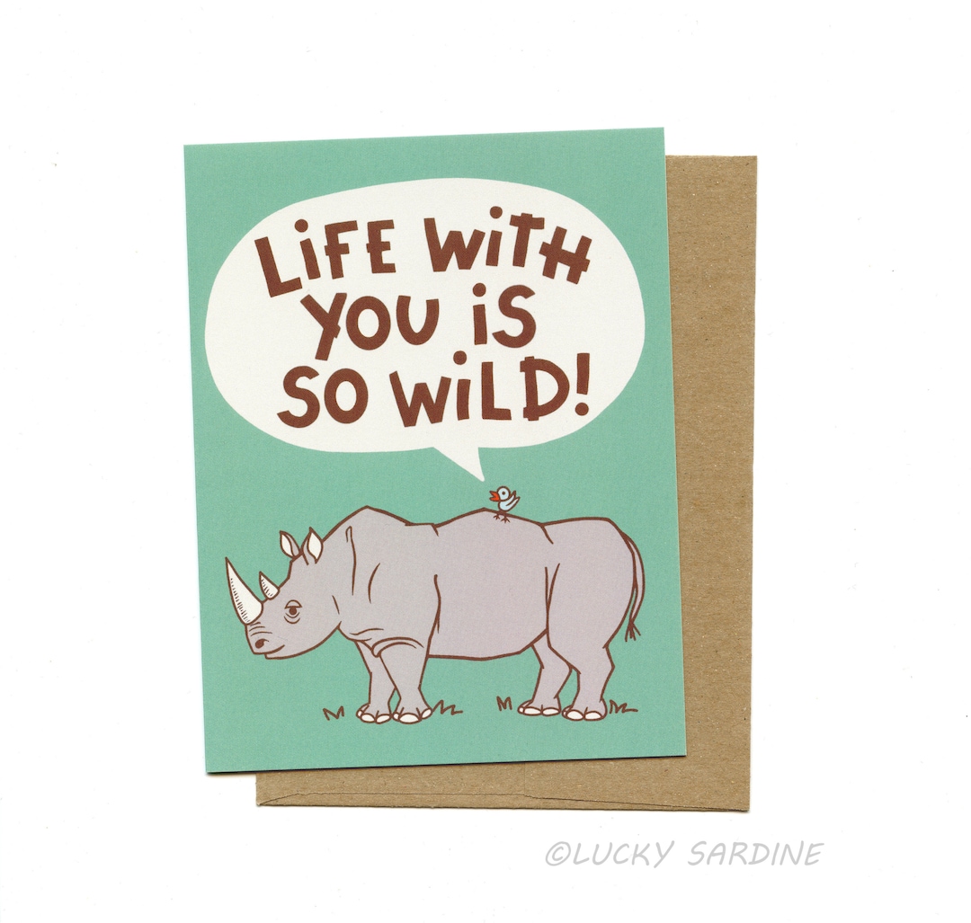 Rhino Card Rhinoceros Love Card Friendship Card Love You - Etsy