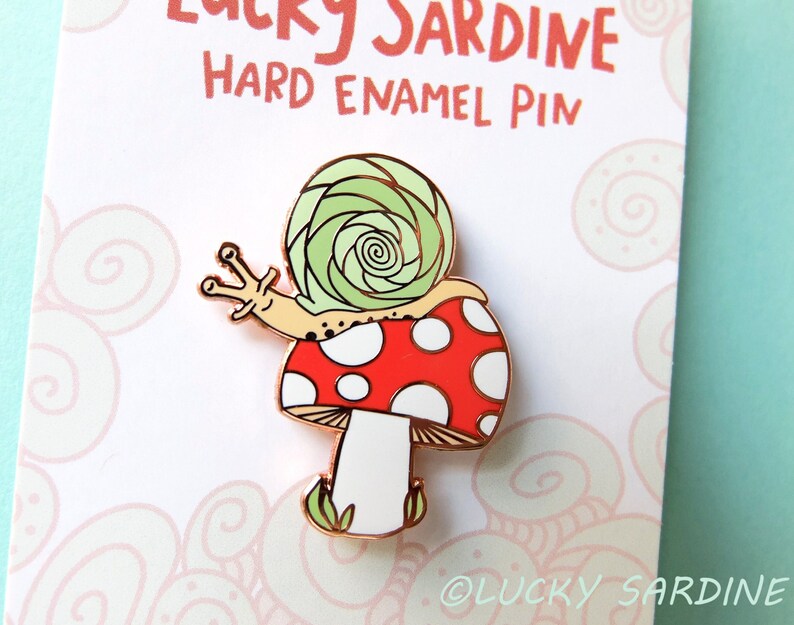 Snail Toadstool Enamel Pin Toadstool Pin Mushroom Pin Snail - Etsy