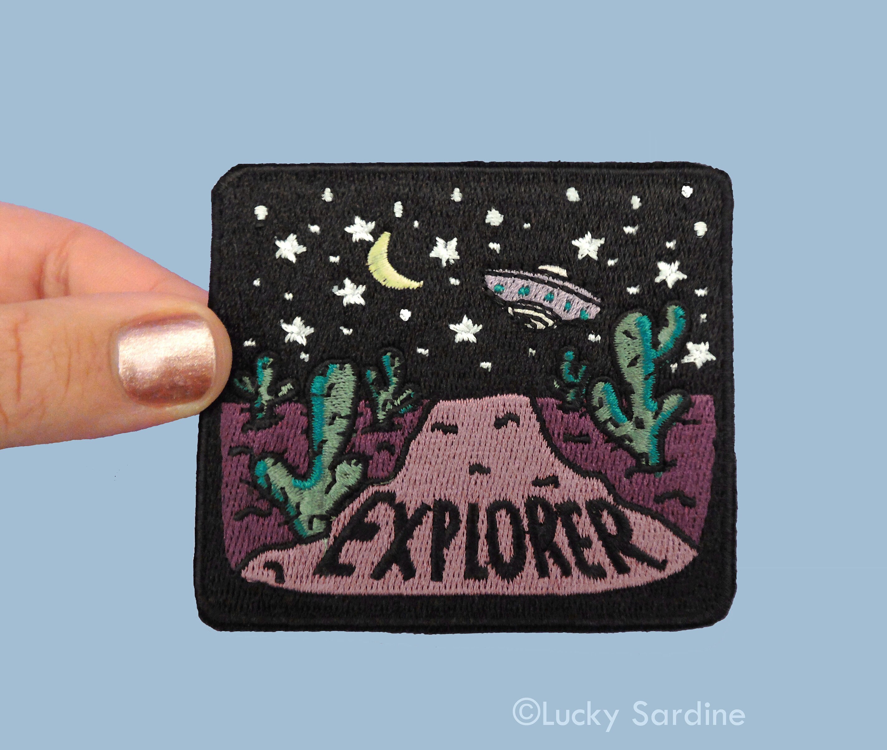 Explorer Patch, Desert Embroidered Patch, Spaceship, Cactus Patch ...
