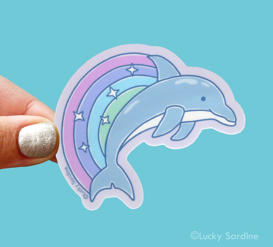 Dolphin Vinyl Sticker, Dolphin Sticker, Dolphin Magic Decal, Rainbow ...