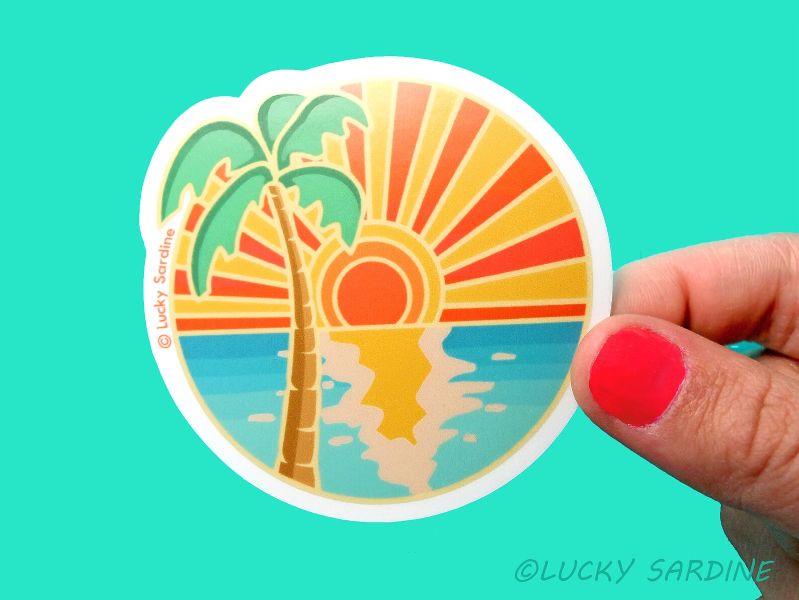 Ocean Vinyl Sticker, Ocean Sunset Sticker, California Sticker, Positive ...