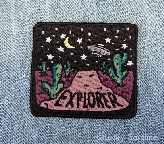 Explorer Patch Desert Embroidered Patch Spaceship Cactus | Etsy