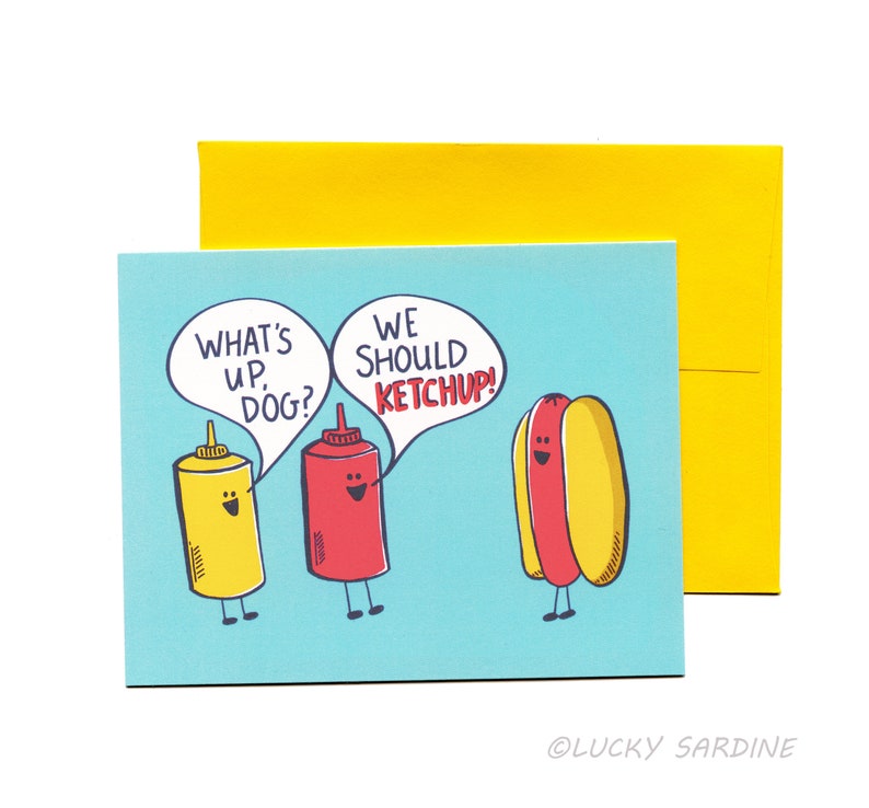 Hot dog friendship card Funny hot dog card Ketchup card | Etsy