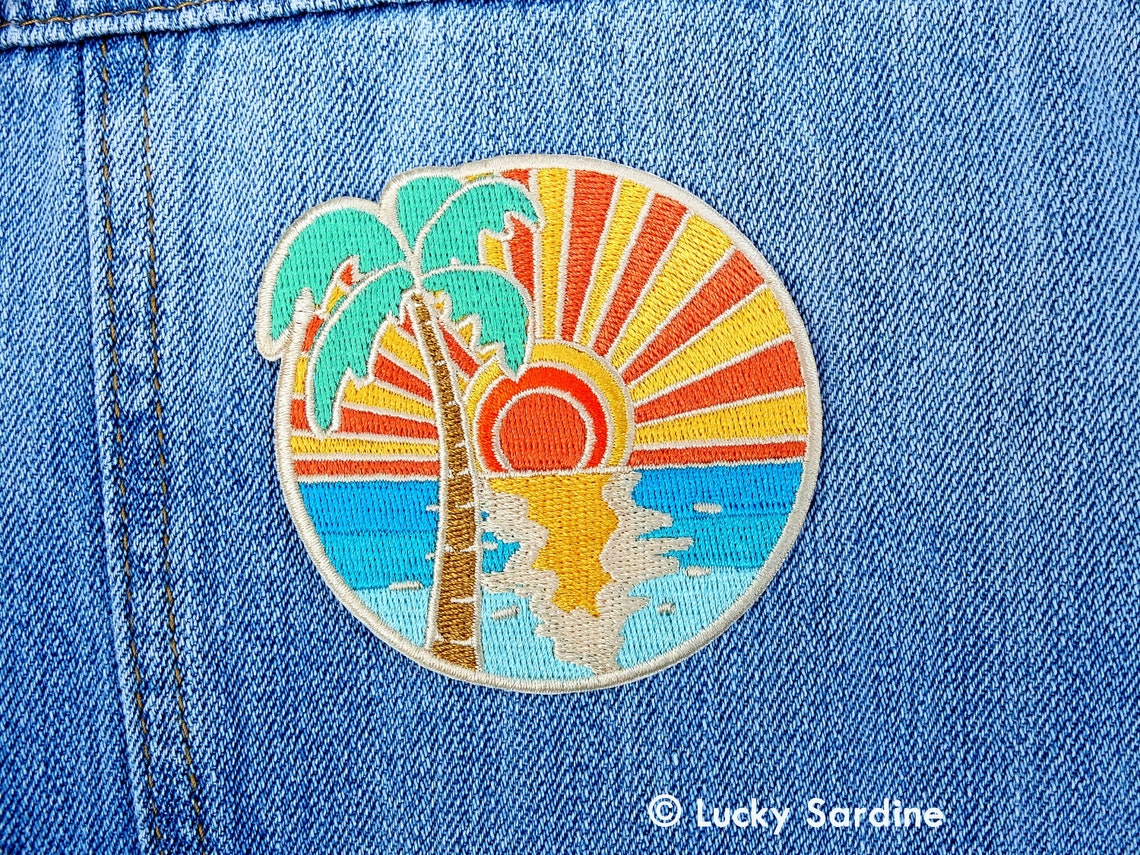 Ocean Patch Embroidered Ocean Patch Iron on Patch Sunset | Etsy