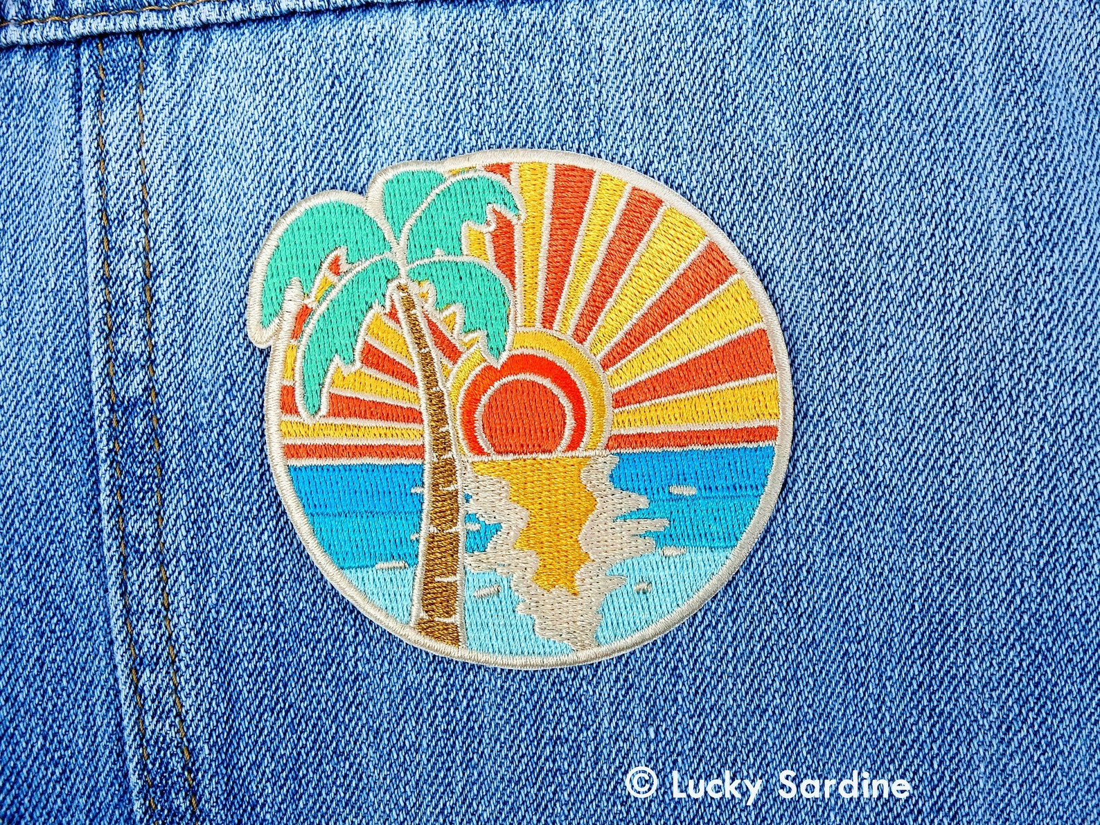 Ocean Patch Embroidered Ocean Patch Iron on Patch Sunset | Etsy