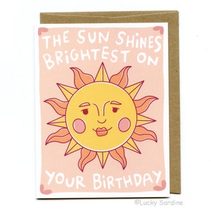 Celestial Sun Birthday Card, Sunshine Birthday Card, Retro Sun Card ...