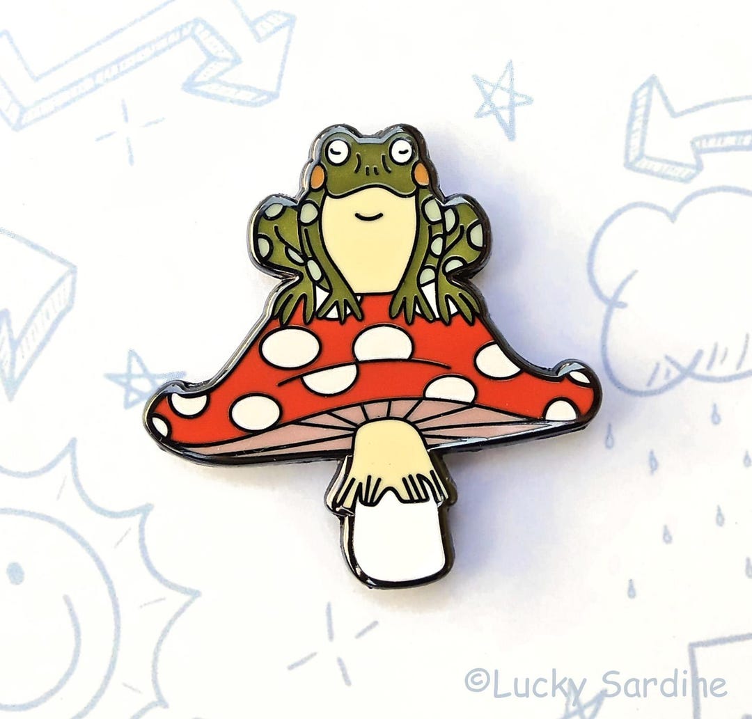 Toad & Mushroom, Toadstool Frog, Retro Enamel Pin - Etsy