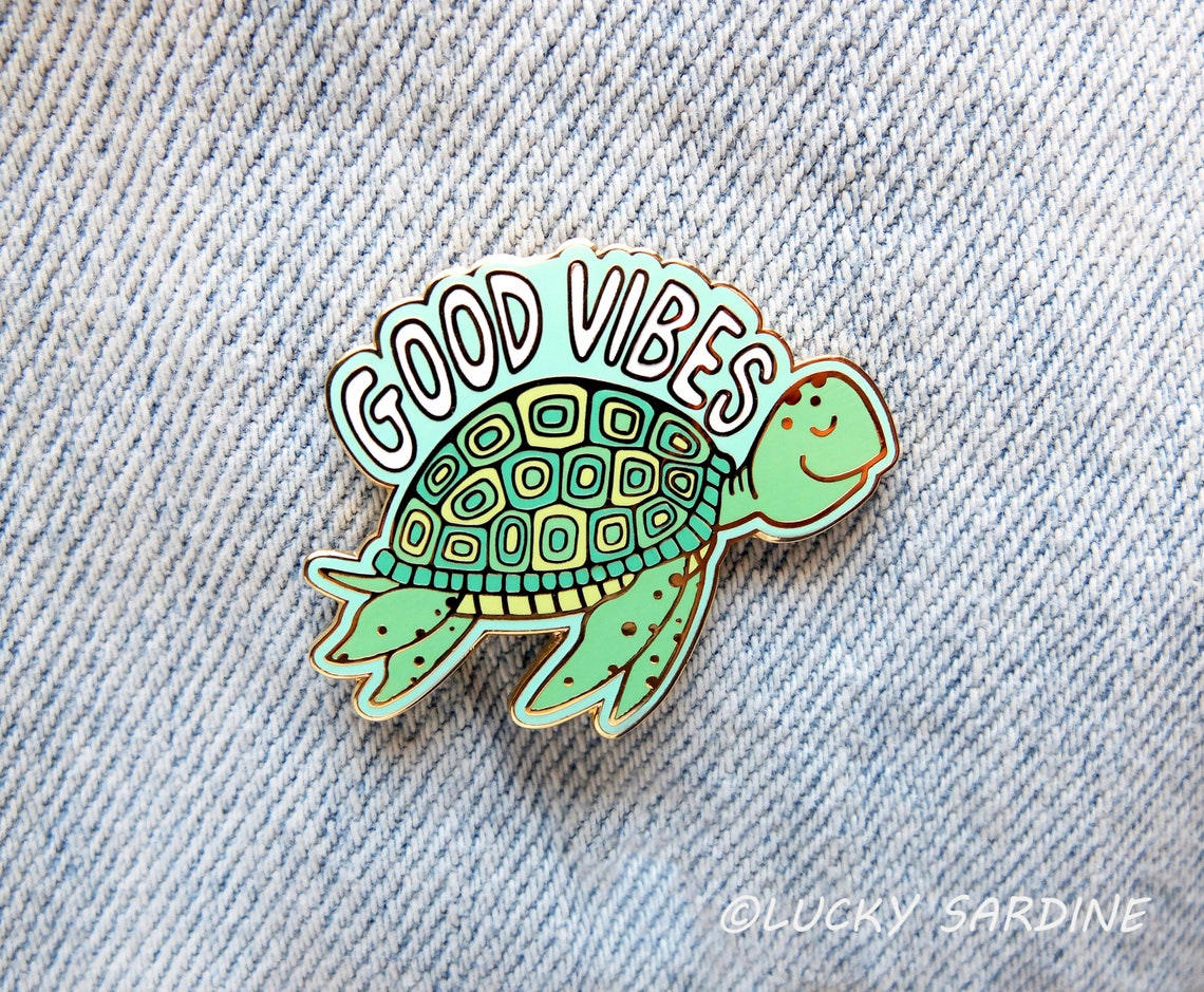 Sea Turtle Enamel Pin Good Vibes Good Vibes Pin Turtle | Etsy