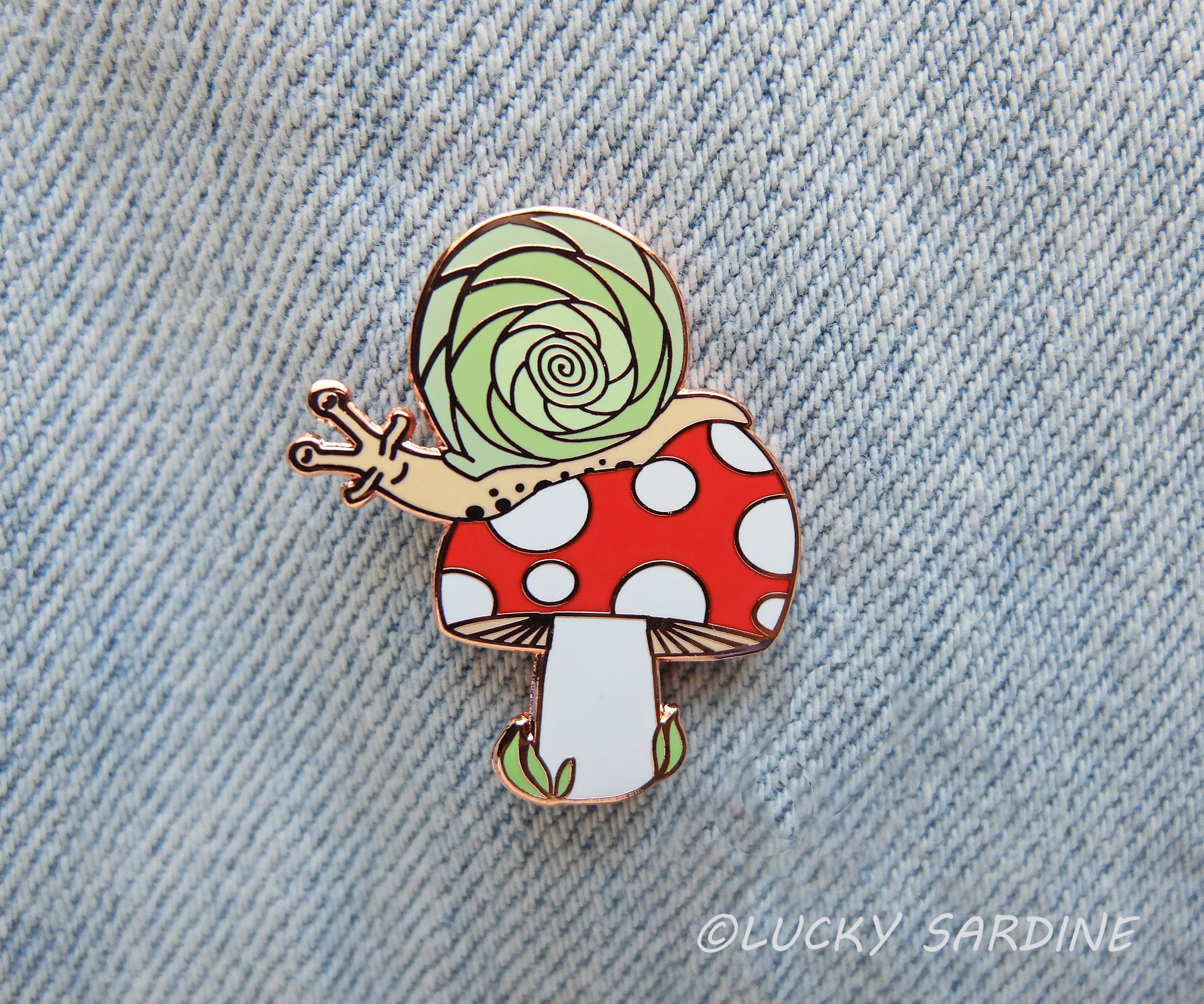 Snail Toadstool Enamel Pin, Toadstool Pin, Mushroom Pin, Snail Enamel ...