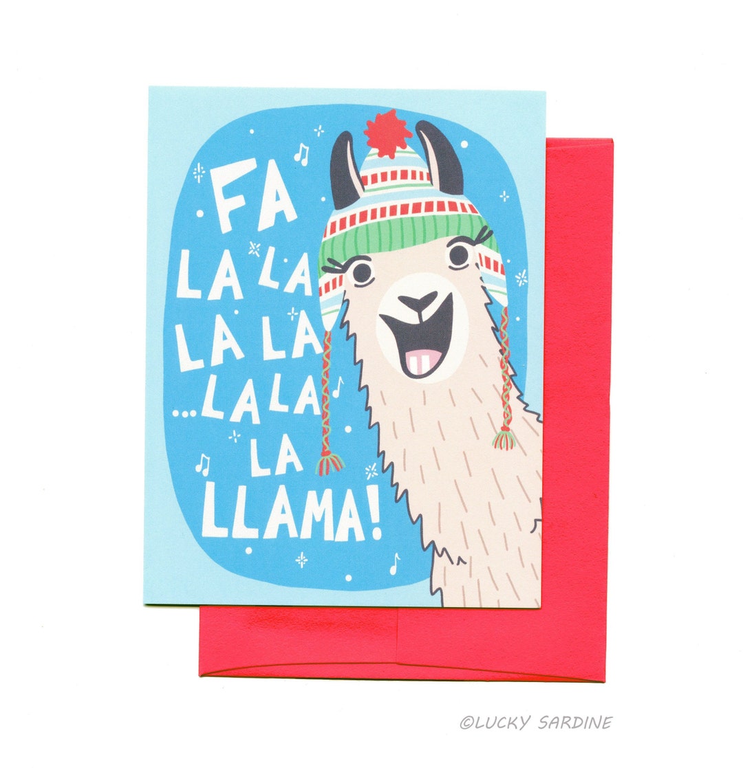 Llama Christmas Card, Christmas Card, Funny Llama Card Card, FA La La ...