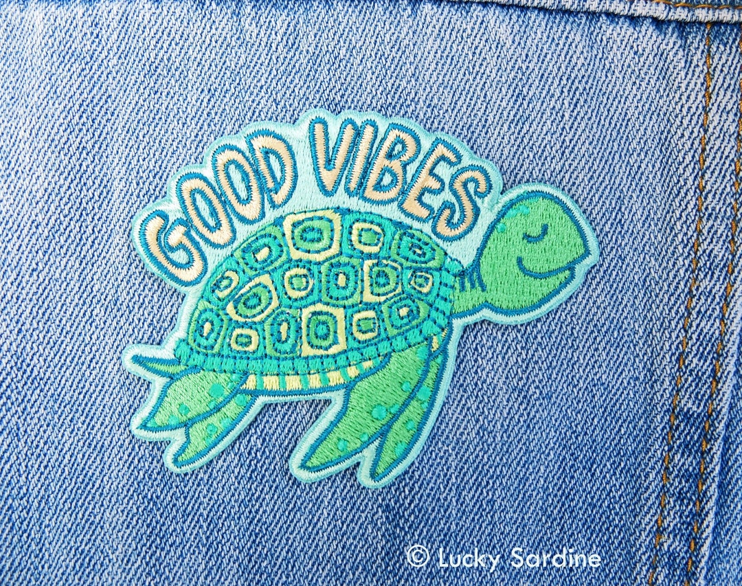 Sea Turtle Patch, Good Vibes Patch, Iron on Patch, Good Vibes ...