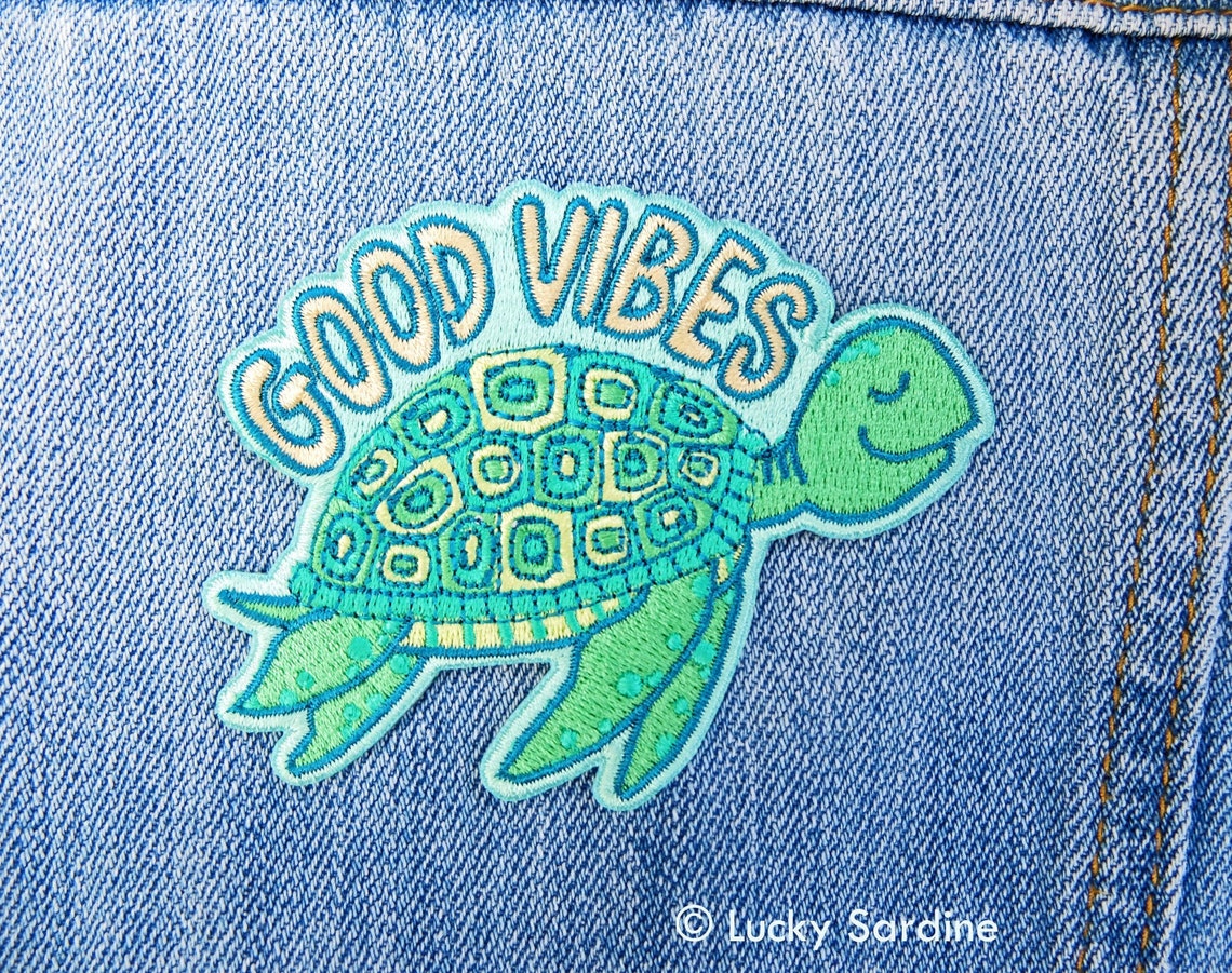 Sea Turtle Patch Good Vibes Patch Iron on Patch Good Vibes - Etsy