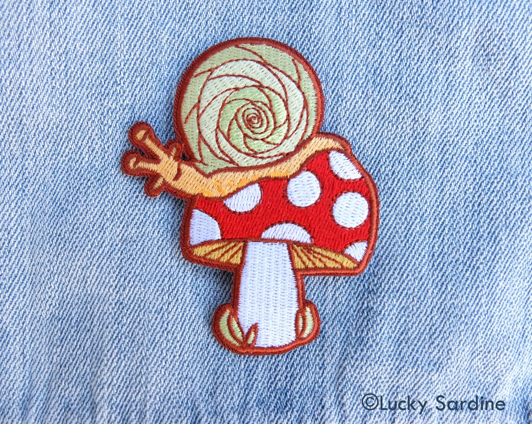 Snail Toadstool Patch, Snail Mushroom Embroidered Patch, Mushroom Patch, Snail Patch - Etsy