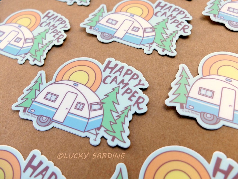 Happy Camper Vinyl Sticker Camping Sticker Happy Camper - Etsy