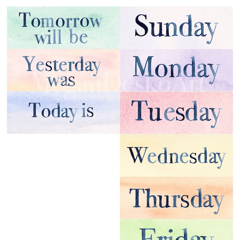 Colors of the Week Days - Etsy UK