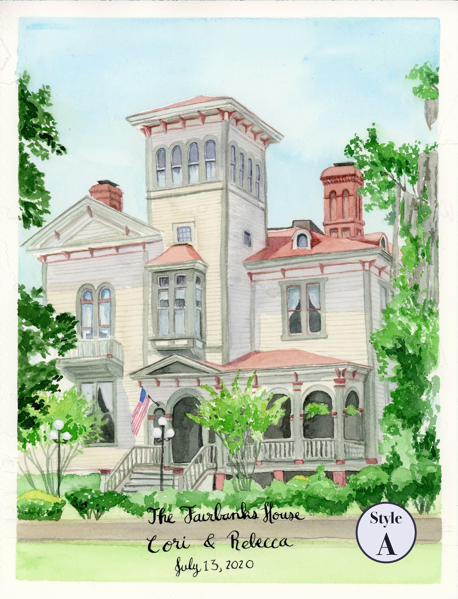 Hand-painted Wedding Venue Watercolor Painting Hand-painted - Etsy