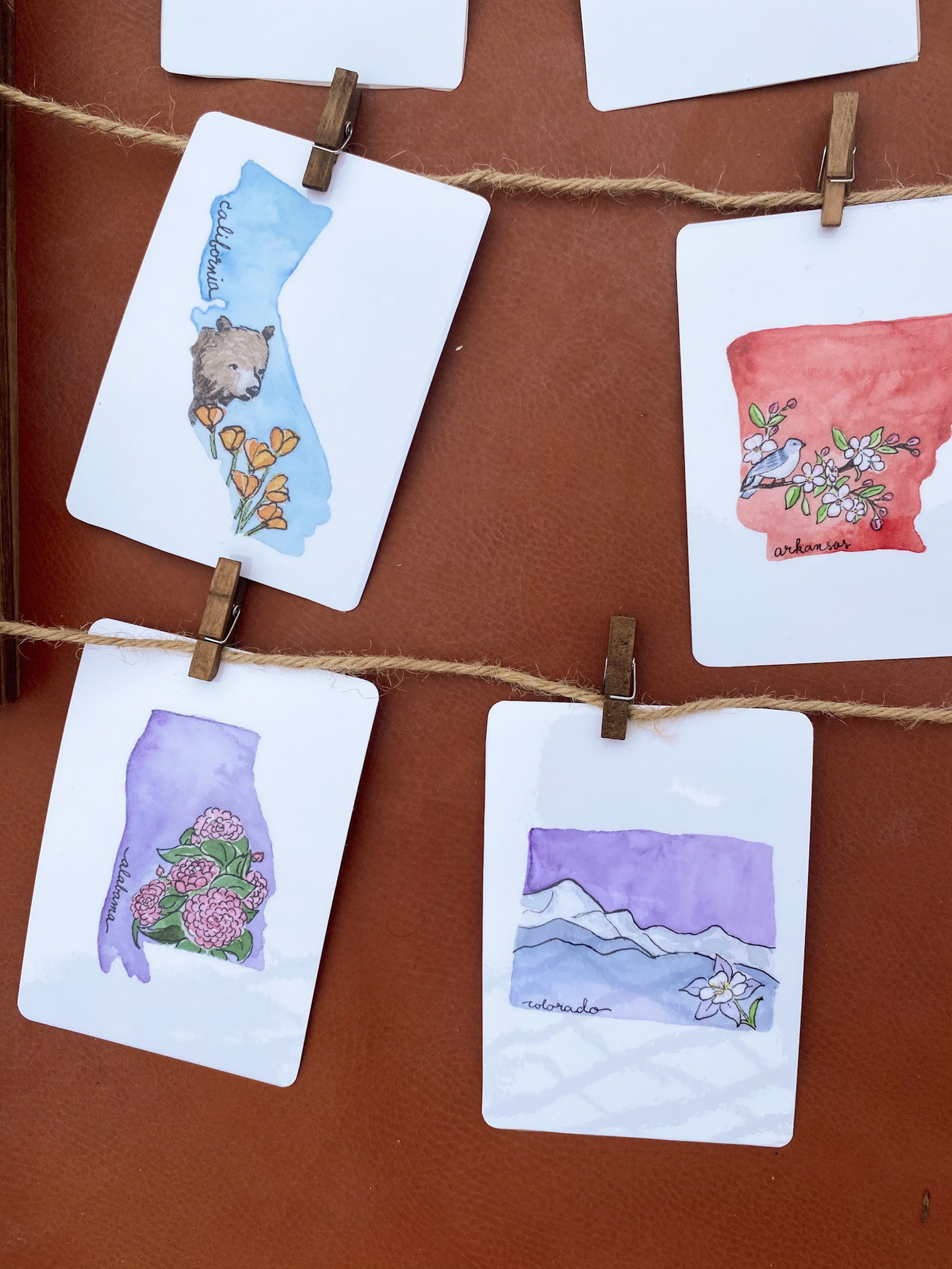 50 State Watercolor Cards Digital Download 3.5x5 USA State - Etsy