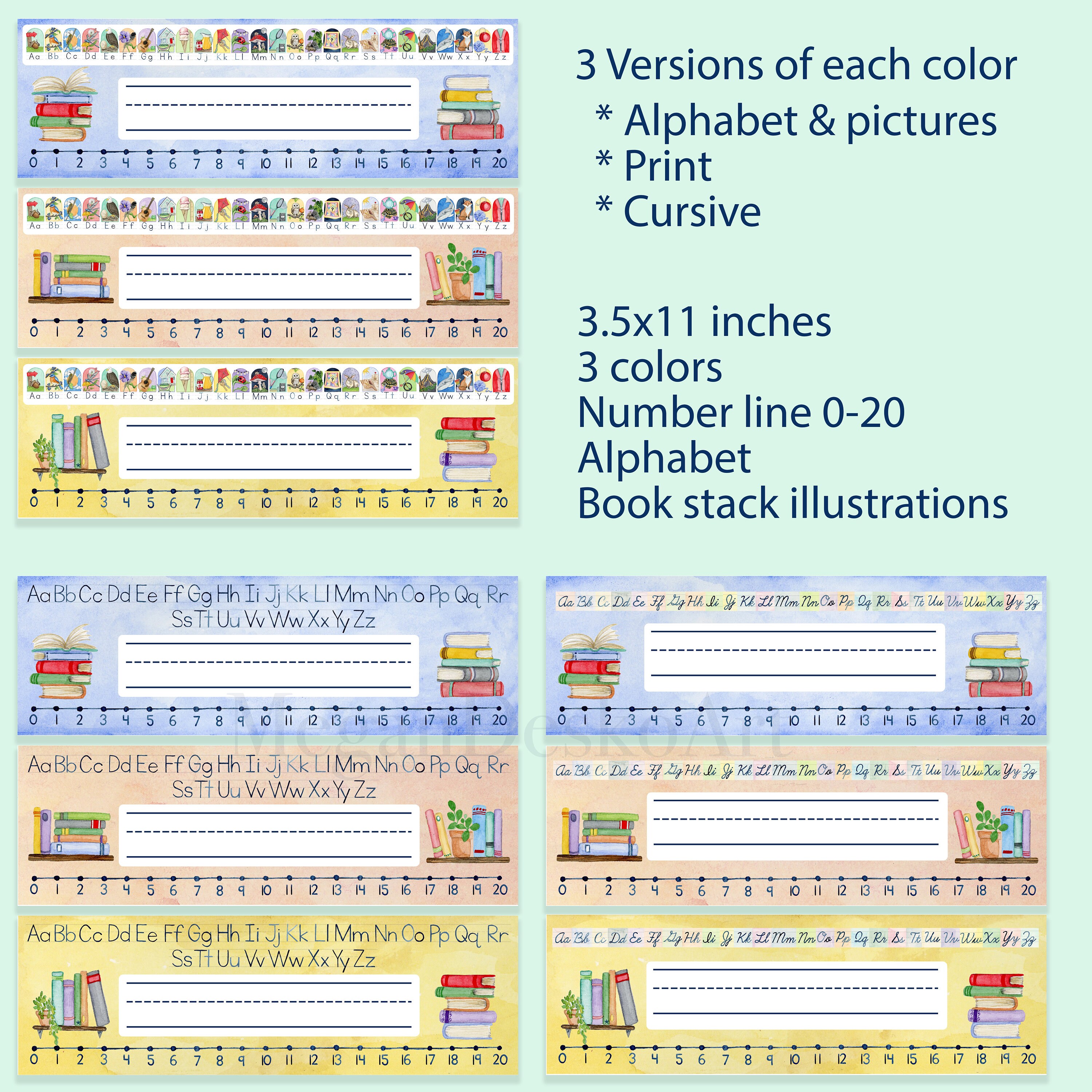 Watercolor Student Desk Name Plate Digital Download; Book Themed Desk ...