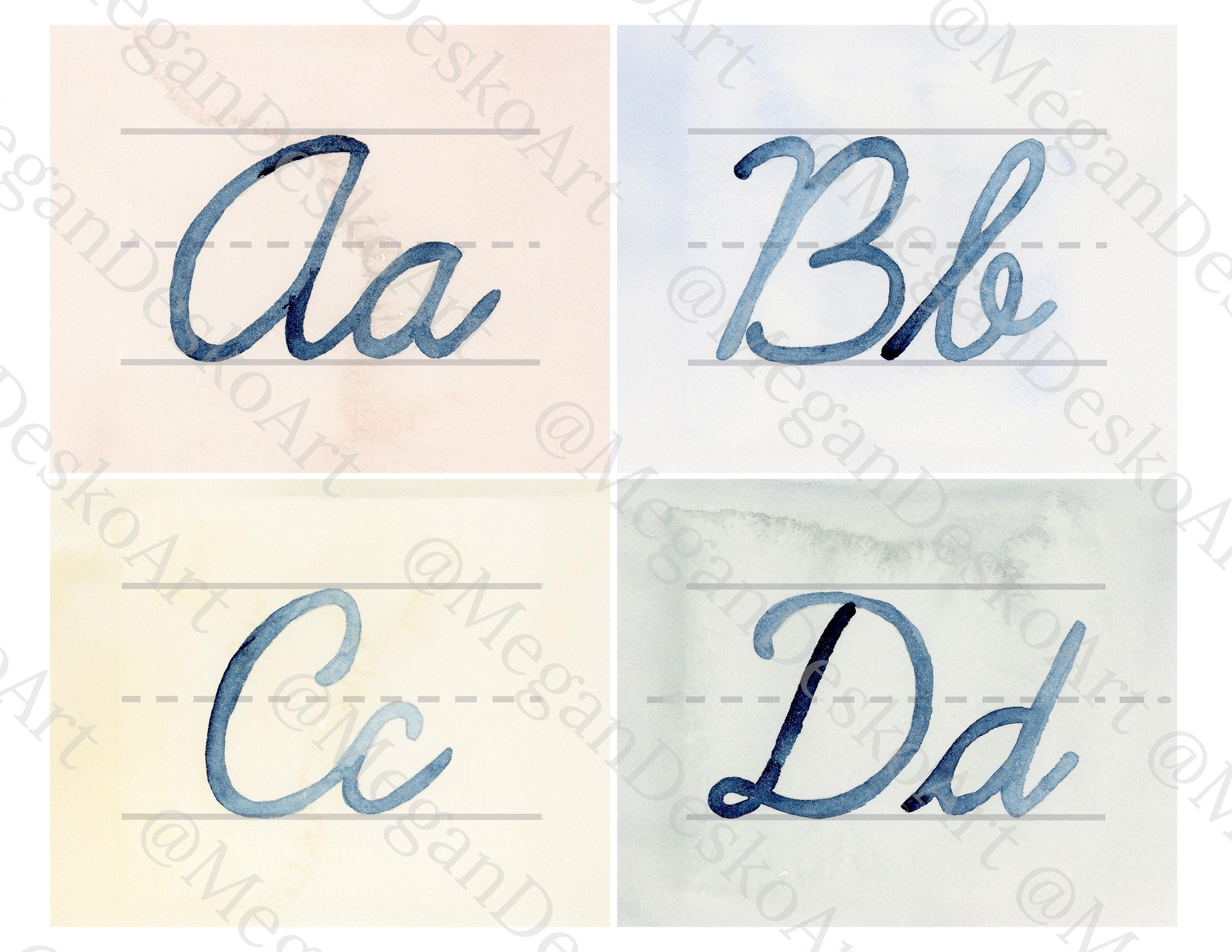 Cursive Pastel Alphabet Download - Cards and Posters; Watercolor Hand ...