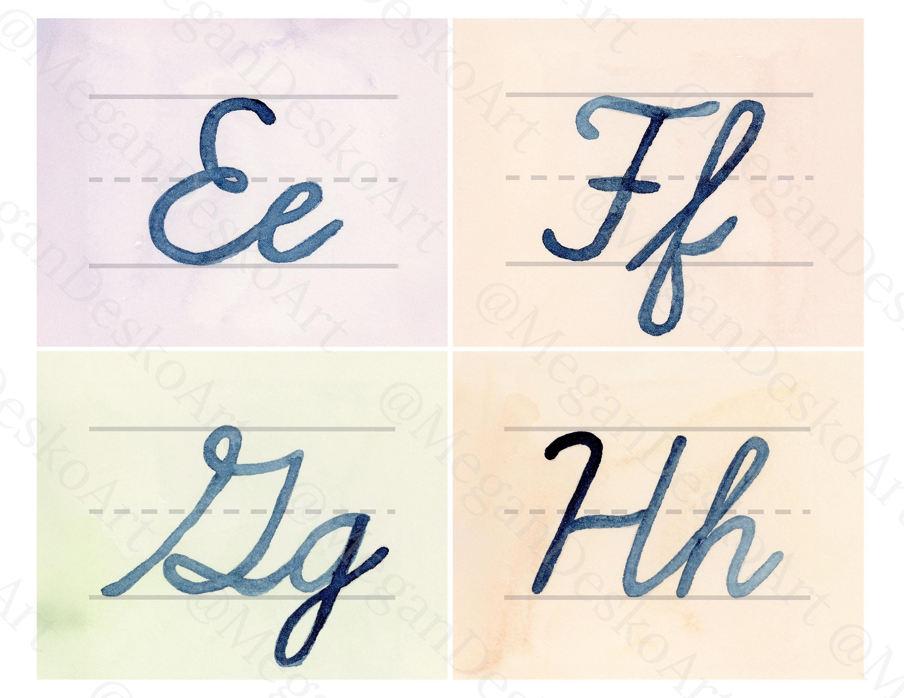 Cursive Pastel Alphabet Download - Cards and Posters; Watercolor Hand ...