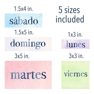 Printable Watercolor Spanish Days of the Week Cards; Spanish Pocket ...