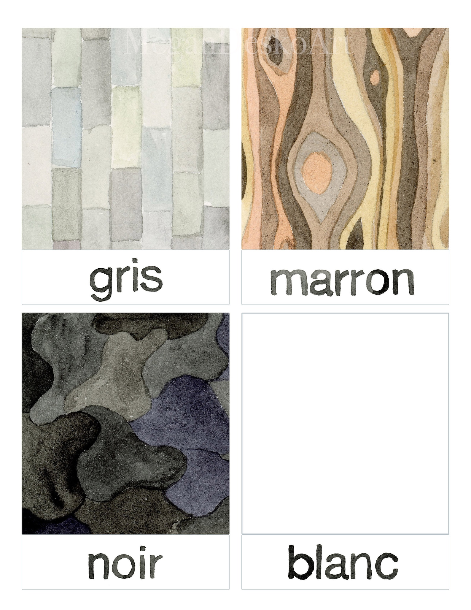 Digital Download 3 Part French Color Cards Three Part - Etsy